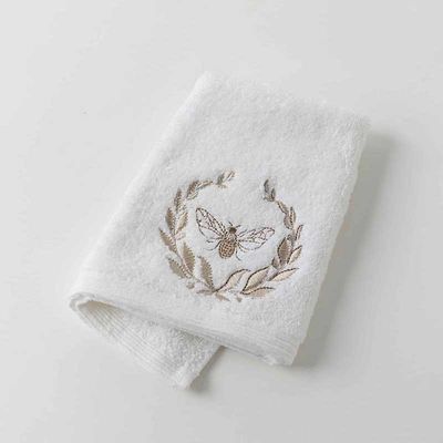 White Face Washers Embroidered Bee Motif - The French Shoppe