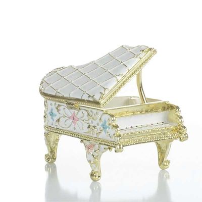 White Grand Piano Trinket Boxes - The French Shoppe