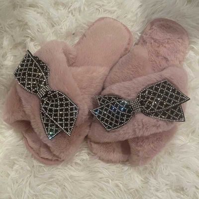 Pink Slippers with Bows - The French Shoppe