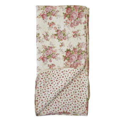 Quilted Throws Vintage Rose Print - The French Shoppe