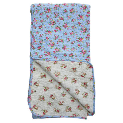 Quilted Throw with Reversible Contrasting Candy Rose Prints - The ...