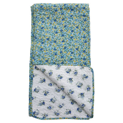 Cottage Rose Blue Quilted Throws - The French Shoppe