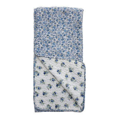 Flower Power Blue Quilted Throws - The French Shoppe