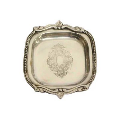Square Silver Trays with Beading - The French Shoppe