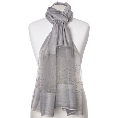 Silver Grey Scarves with Diamantes - The French Shoppe