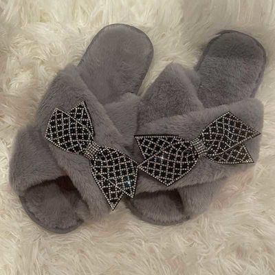 Silver Slippers with Bows - The French Shoppe