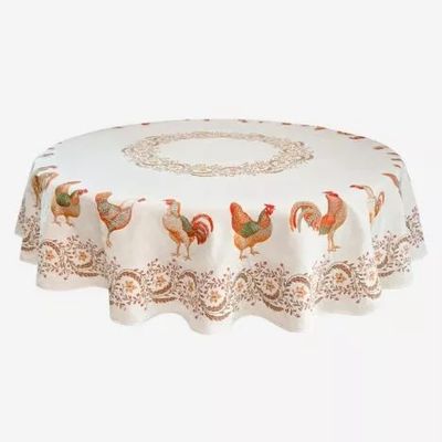 Tissus Toselli 'Chanteclair' Round Tablecloth - Elegant Rooster Motif ...