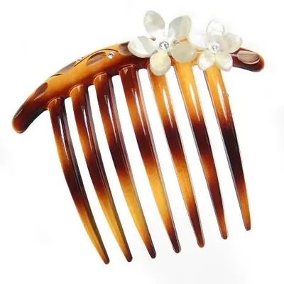 Tortoise Shell French Twist Comb with Roses - The French Shoppe